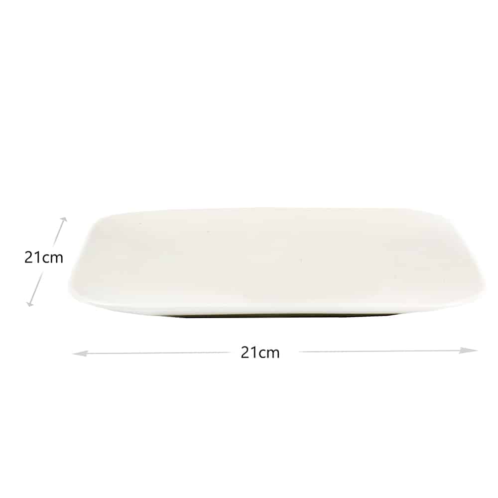 White Square Ceramic Plate, 21 cm – Rayane's Beautiful Homes