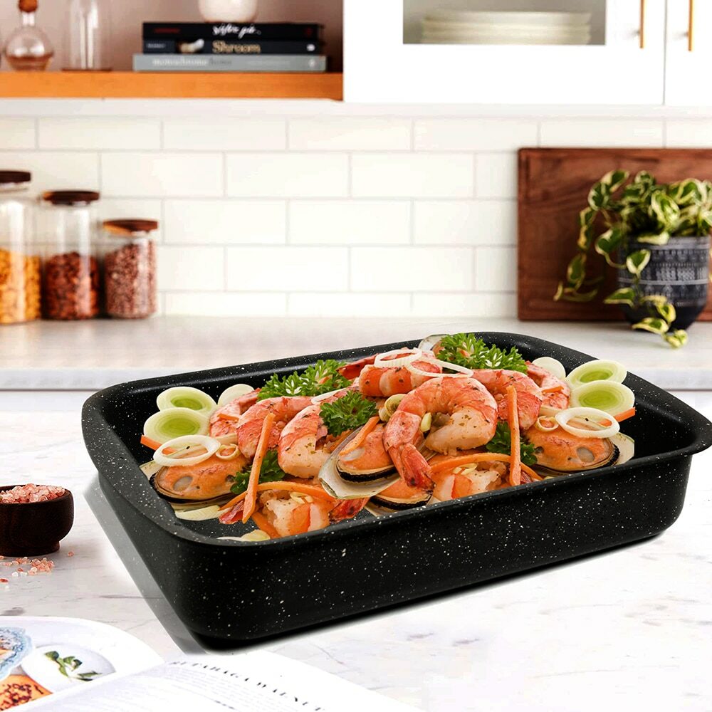 28 CM, Non-Stick Marble Ceramic Round Frying Pan | Rayane's Beautiful ...