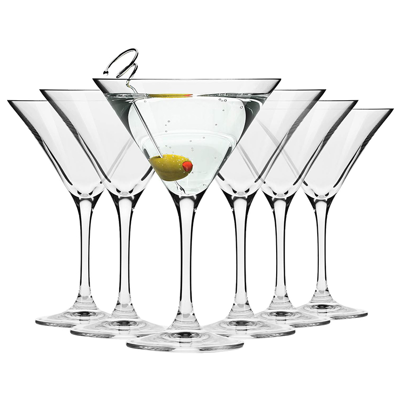200 ml Set of 6 Glass Martini Goblet Cocktail Glasses for Parties, Bar ...