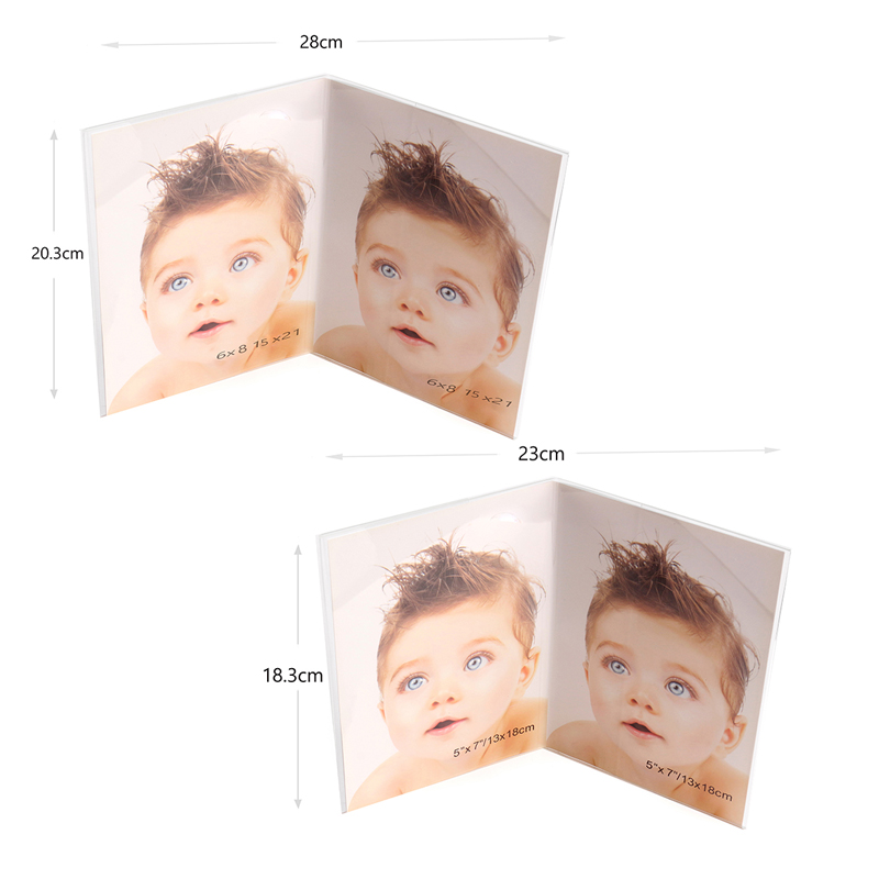 Hinged Acrylic Self Standing Double Picture Frames, Photo Frames Stand ...